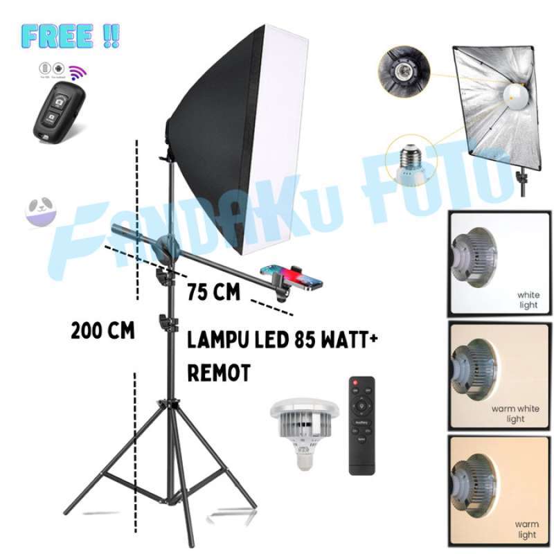 Jual Paket Studio Lampu Lighting Fotografi Softbox E27 Boom Arm Stand ...