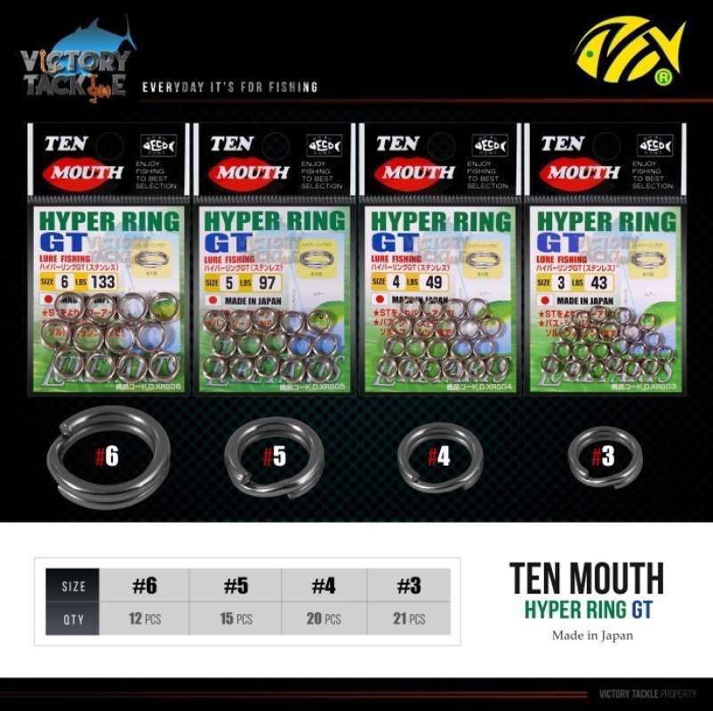 Jual Split Ring Ten Mouth Hyper Ring Gt Made In Japan - Size 4 . 49lb ...