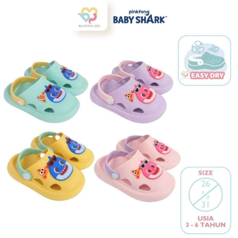 Promo Balmoral Kids Clogs Anak Girls Pinkfong Baby Shark 3 - 6 Tahun Pf ...