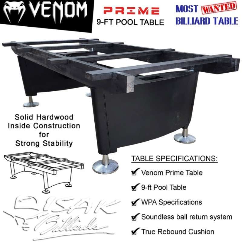 Jual Venom Prime Black 9 Ft Pool Table - Meja Billiard Biliar Bilyard ...