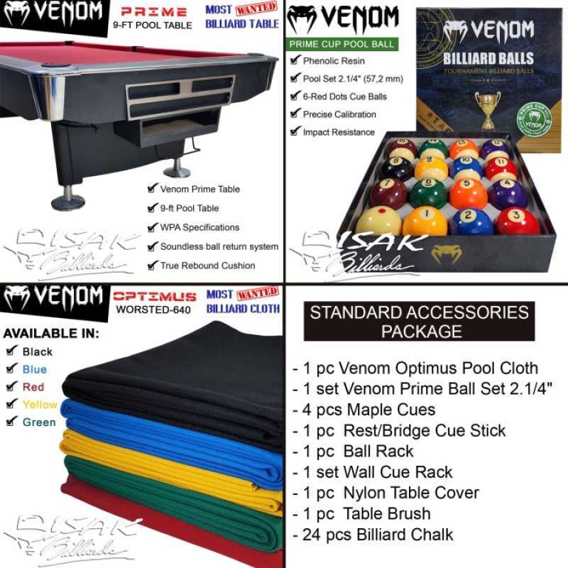 Jual Venom Prime Black 9 Ft Pool Table - Meja Billiard Biliar Bilyard ...