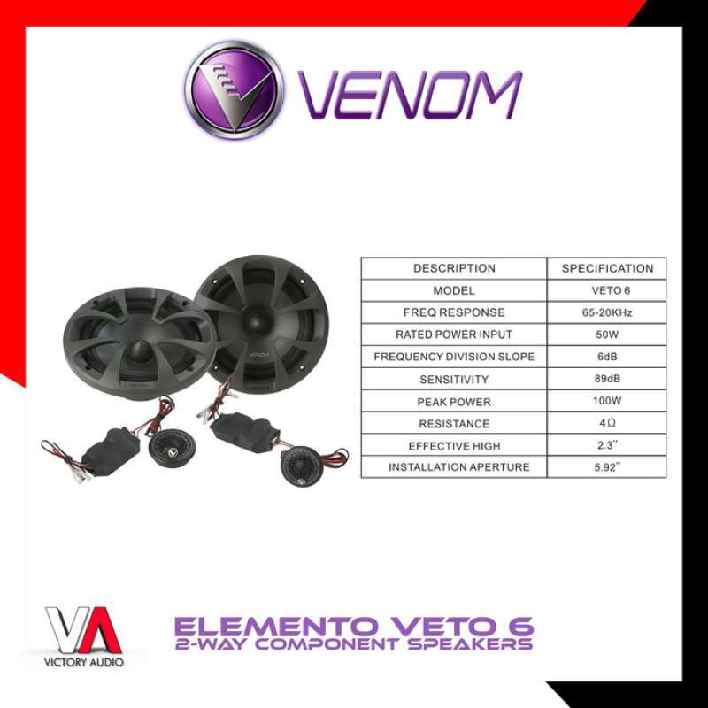 Jual Speaker Split 2-way Component System Venom Elemento Veto 6 6 Inch ...