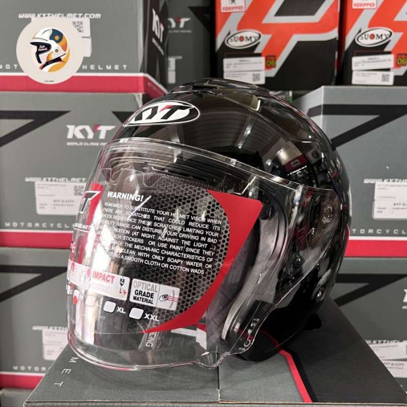 Jual Helm Half Face Kyt Kyoto Black Gloss Hitam Gloss Polos Original ...