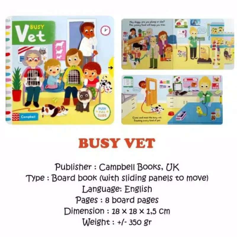 Promo Busy Vet Push Pull Slide Book Campbell Books Diskon 23% Di Seller ...
