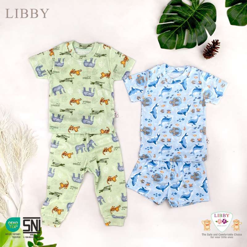 Jual Libby Set Oblong Cotton Rib Pendek - Celana Panjang Motif Boy ...