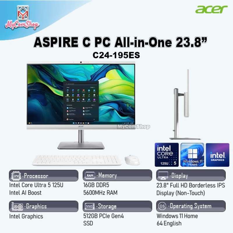 Jual Acer Aspire C C24-195es Pc Aio Ultra 5 125u 16gb Ram 512gb Ssd 23.8 Fhd Di Seller Mycomshop ...