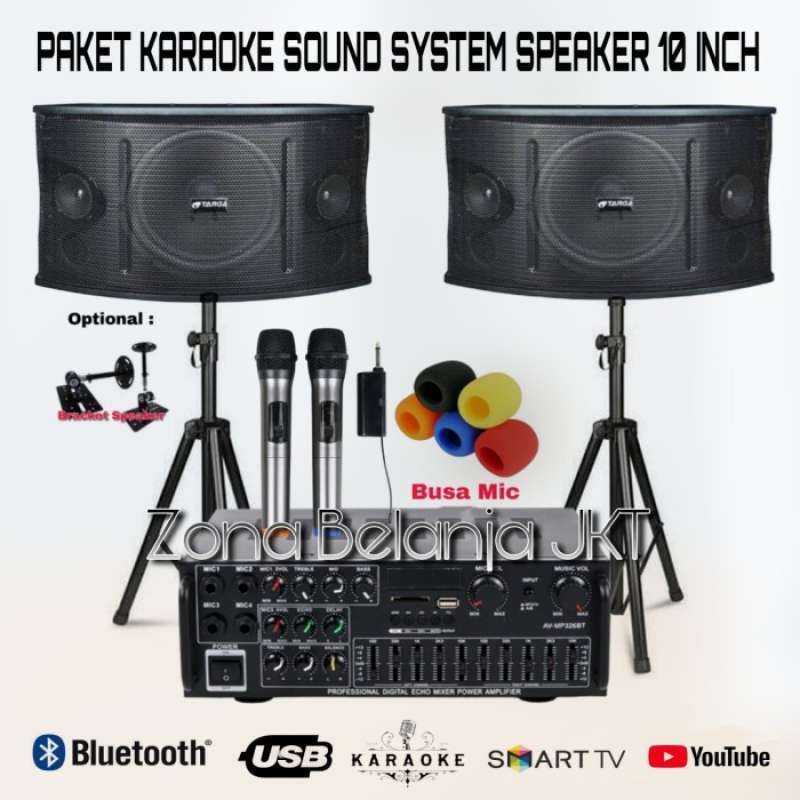 Promo Paket Karaoke Sound System Speaker 10 Inch Ampli Eq Usb Bluetooth(t-7) Diskon 23% Di ...