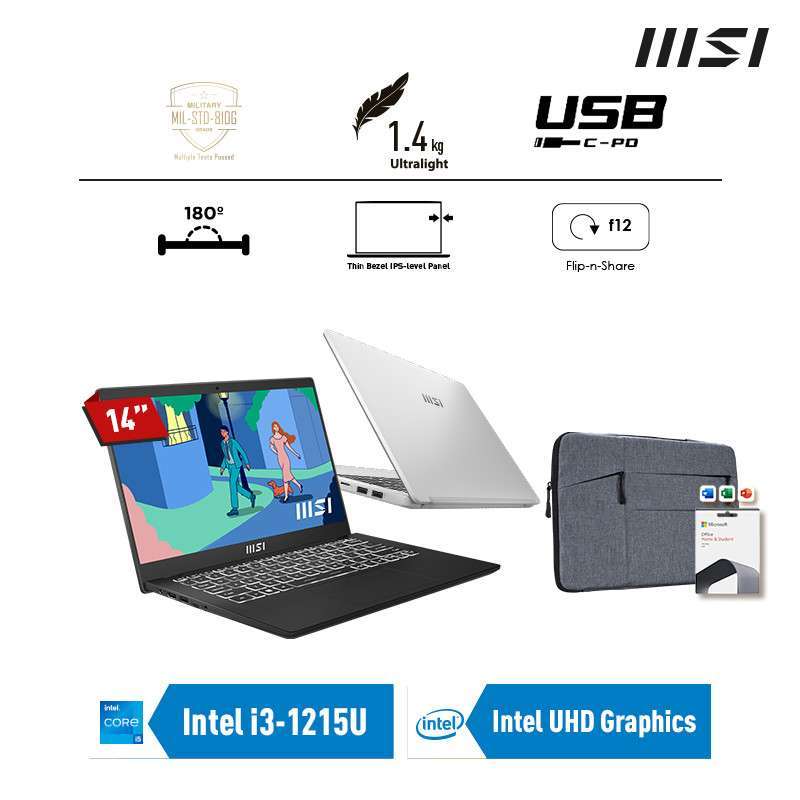 Promo Msi Modern 14 C12mo Intel I3-1215u 8gb Ssd 256gb 14 W11+ohs - Silver Diskon 3% Di Seller ...