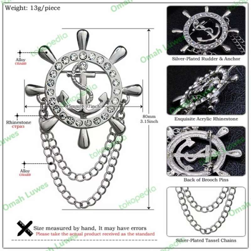 Jual Bros Bentuk Jangkar Kemudi Kapal - Brooch Pin Simple - Gold - Gold ...