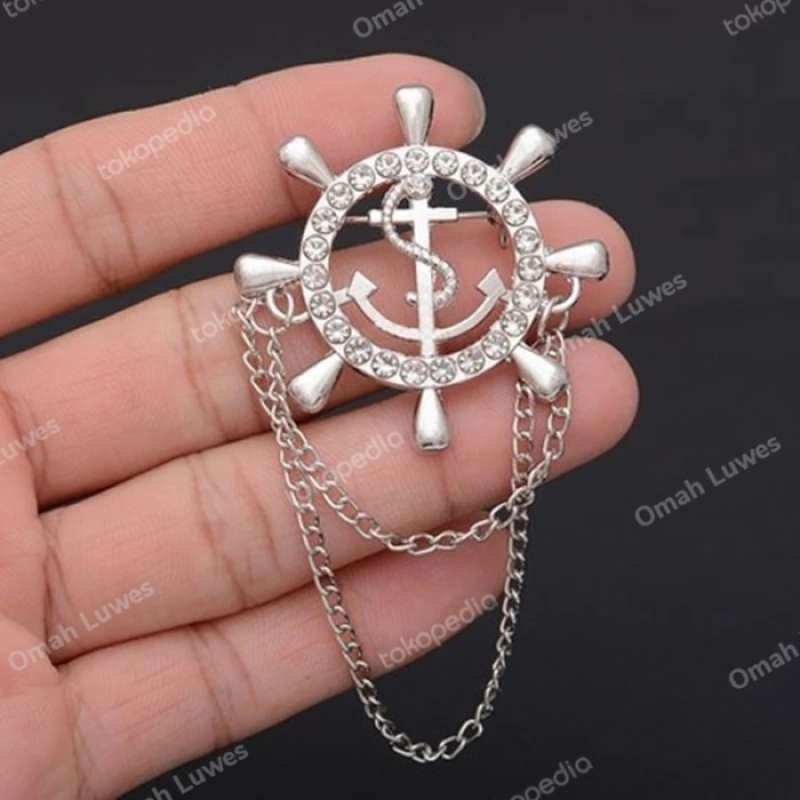 Jual Bros Bentuk Jangkar Kemudi Kapal - Brooch Pin Simple - Gold - Gold ...