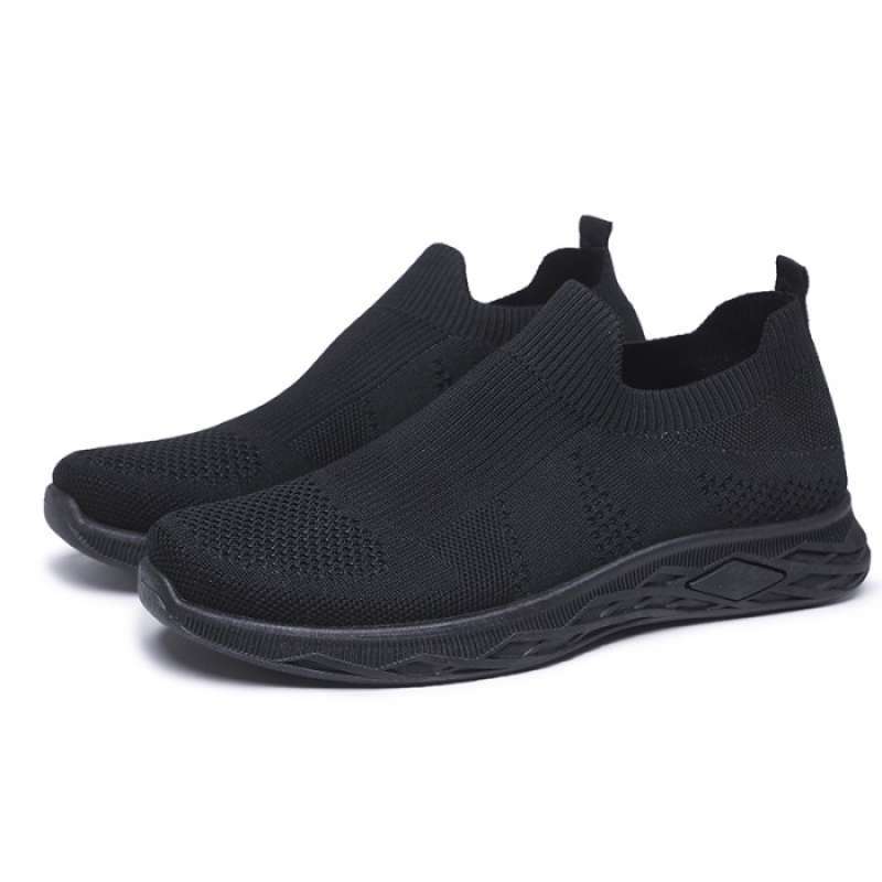 Jual Batavia 2023 Sepatu Pria Ringan Hitam Slip-on Pria Sepatu Senior ...