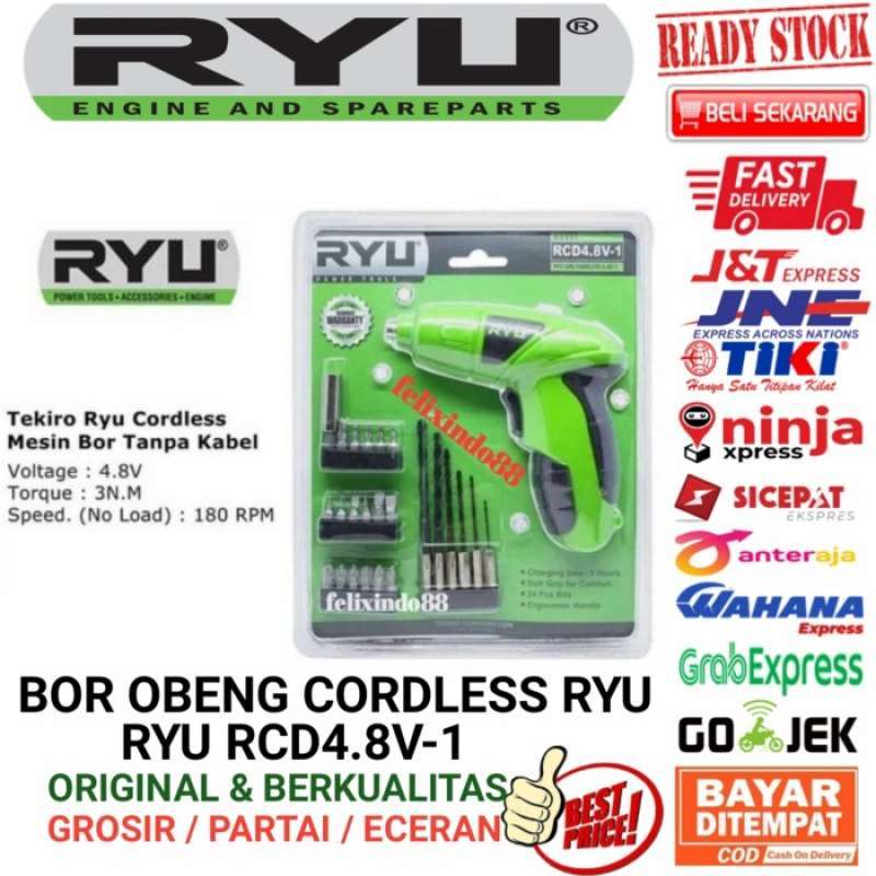 Promo Promo- Ryu Mesin Bor Obeng Baterai 4.8 V Cordless Screwdriver Ryu 4.8v-1 Diskon 50% Di ...