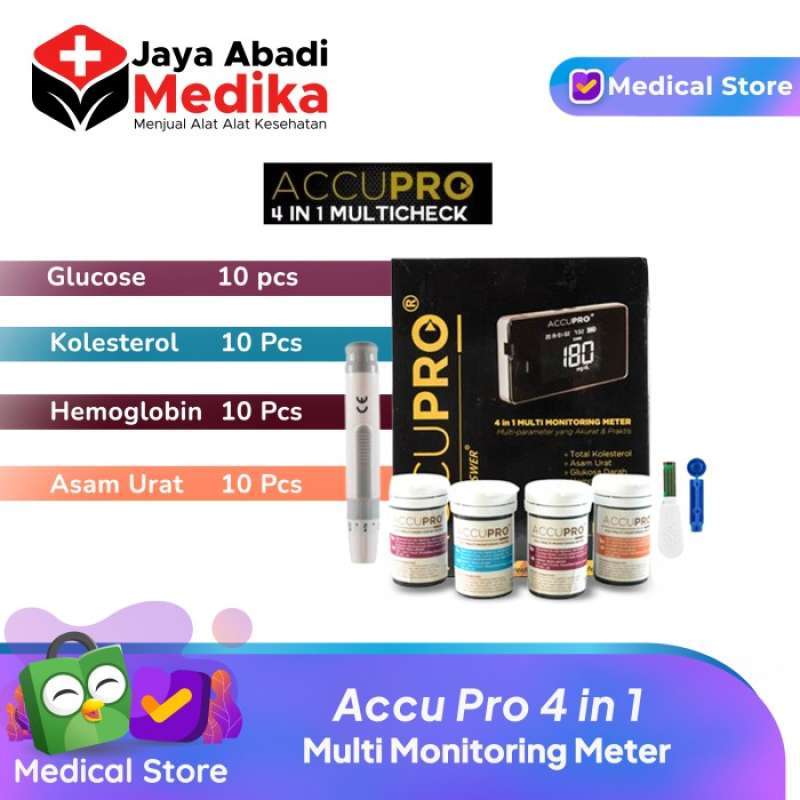 Promo Accu Pro 4 In 1 Alat Cek Darah 4 Fungsi Gula Hb Kolesterol Asam ...