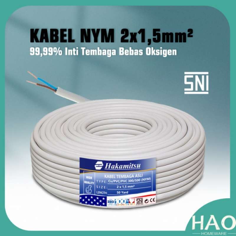 Promo Kabel Nym 2x1,5mm 50 Yard Full / Kabel Listrik Tembaga Murni Sni Diskon 23% Di Seller ...