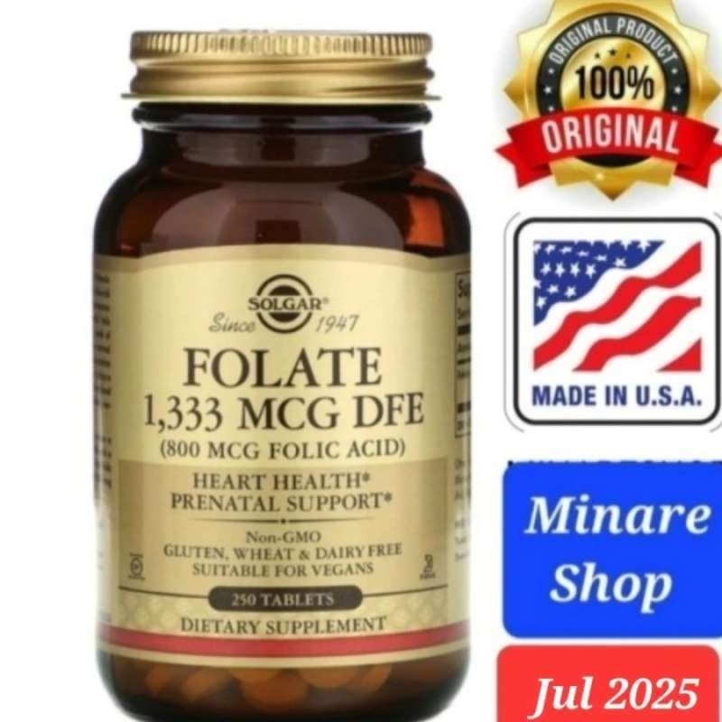 Promo Solgar Folate 1,333 Mcg Dfe 250 Tablets 800â mcgâ folicâ acid Vegans Diskon 33% Di Seller ...