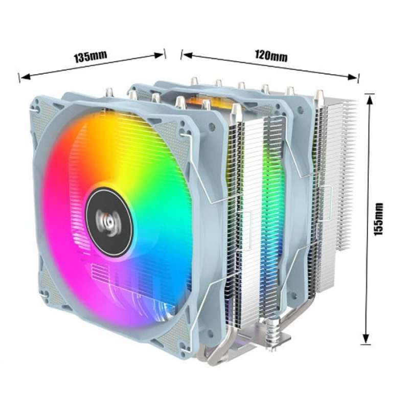 Promo Aigo Ice 600 Pro 6 Heat Pipe Dual Fan Cpu Cooler Argb Prosesor ...