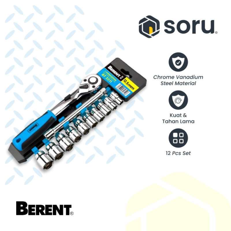 Promo Berent Set Kunci Soket Ratchet 12 Pcs 1/2 Inch (12.5 Mm) Socket ...