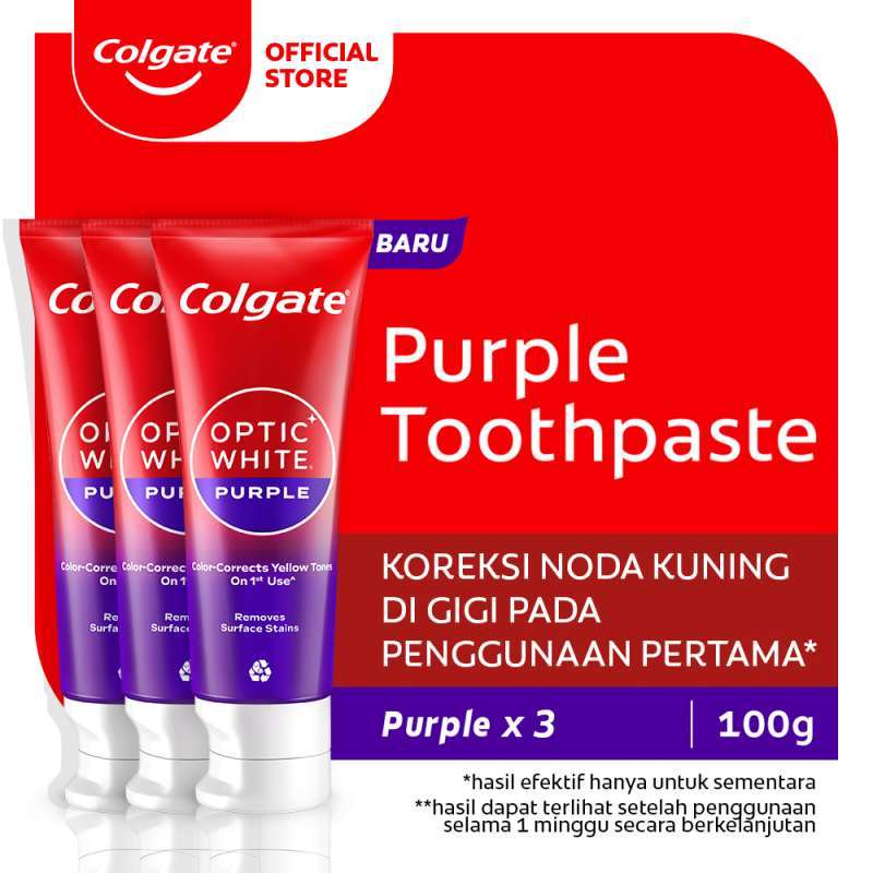 Promo Colgate Optic White Purple Toothpaste [100 G] - Triple Pack ...