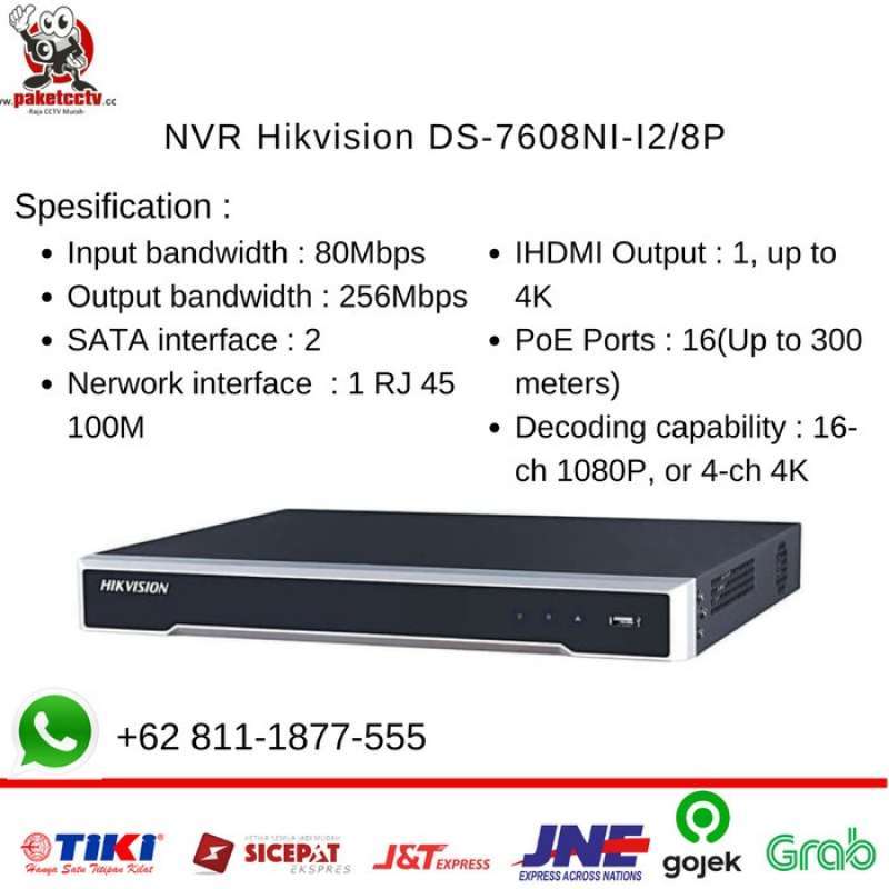 Promo Nvr Hikvision 8ch Ds-7608ni-i2/8p 8 Port Poe 2 Slot Hdd Diskon 23% Di Seller Guinevere ...