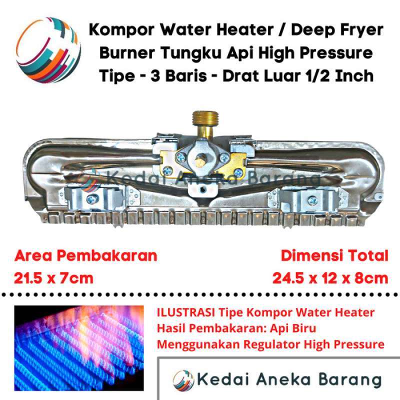 Jual Burner Kompor Stove Water Heater Tungku Api Gas Lpg 3 Baris 1/2 ...