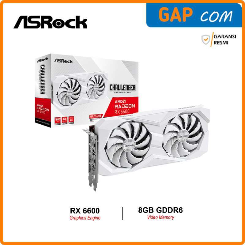 Jual Vga Asrock Amd Radeon Rx 6600 Challenger White 8gb Gddr6 Graphics ...
