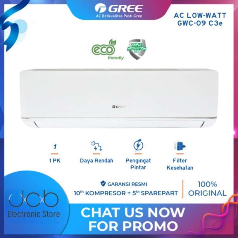 Promo Gree Ac 1pk Deluxe Low Watt 09c3e 1pk Berikut Pasang Diskon 33% ...