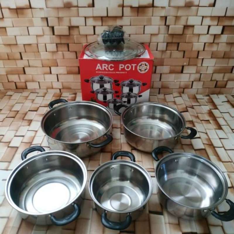 Promo Arc Pot Panci Kaca Set 5in1 Serbaguna Stainless Steel Masak Dapur ...