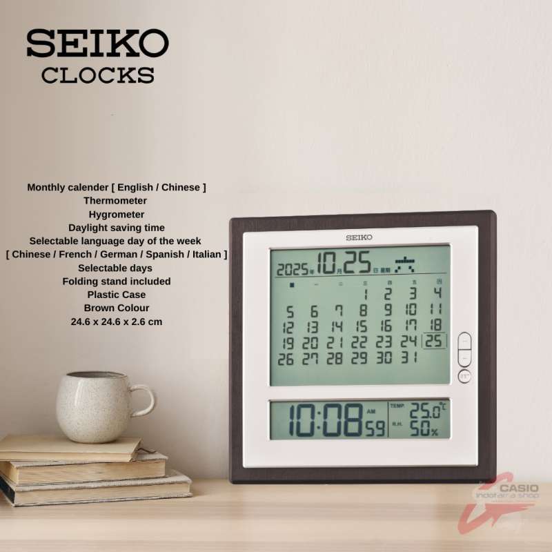 Promo Jam Dinding Digital Seiko Qhl100 Monthly Calendar Thermometer ...