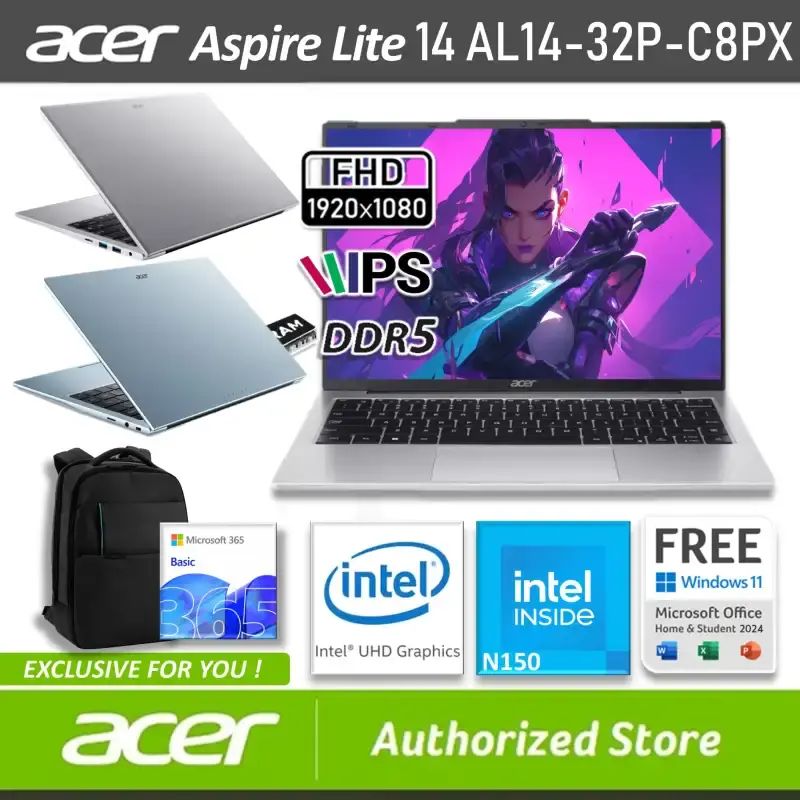 Promo Acer Aspire Lite 14 Al14 32p C8px Intel N150 8/256gb Ssd Windows ...