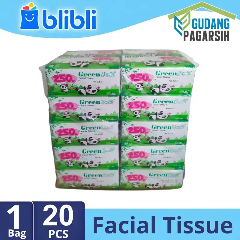 Promo Green Soft Facial Tissue 250 Gram - 2 Ply [1 Ball Isi 20 Pcs ...