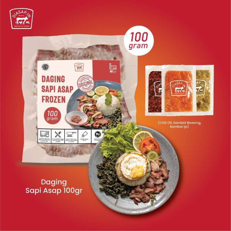 Promo Diasapin Sei Sapi Frozen 100gr / Daging Sapi Asap + 1 Sambal 30gr ...