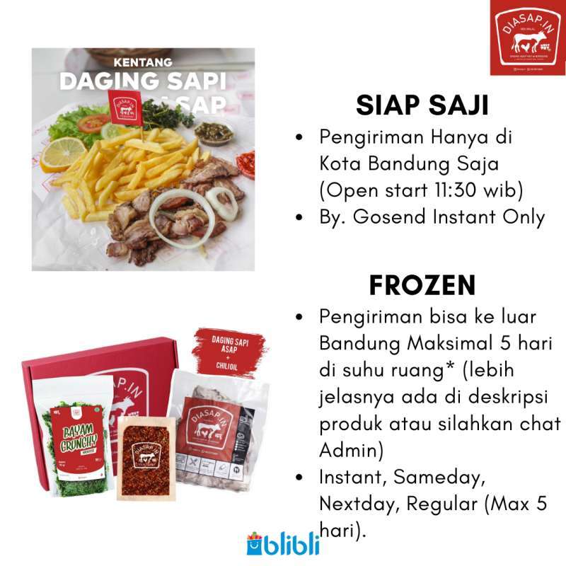 Promo Diasapin Sei Sapi Frozen 100gr / Daging Sapi Asap + 1 Sambal 30gr ...