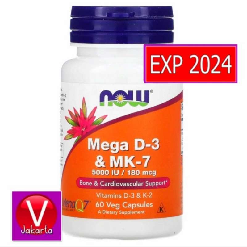 Promo Now Foods Mega D3 Mk7 5000 Iu 180 Mcg 60 Vegcaps Vitamin D3 K2 ...