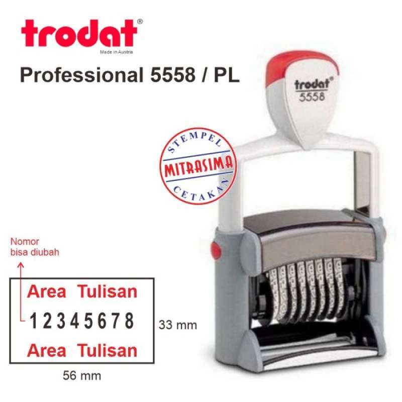 Jual Stempel Trodat 5558 / PL - Model Persegi dengan Nomor 8 digit ditengah di Seller Mitrasima ...
