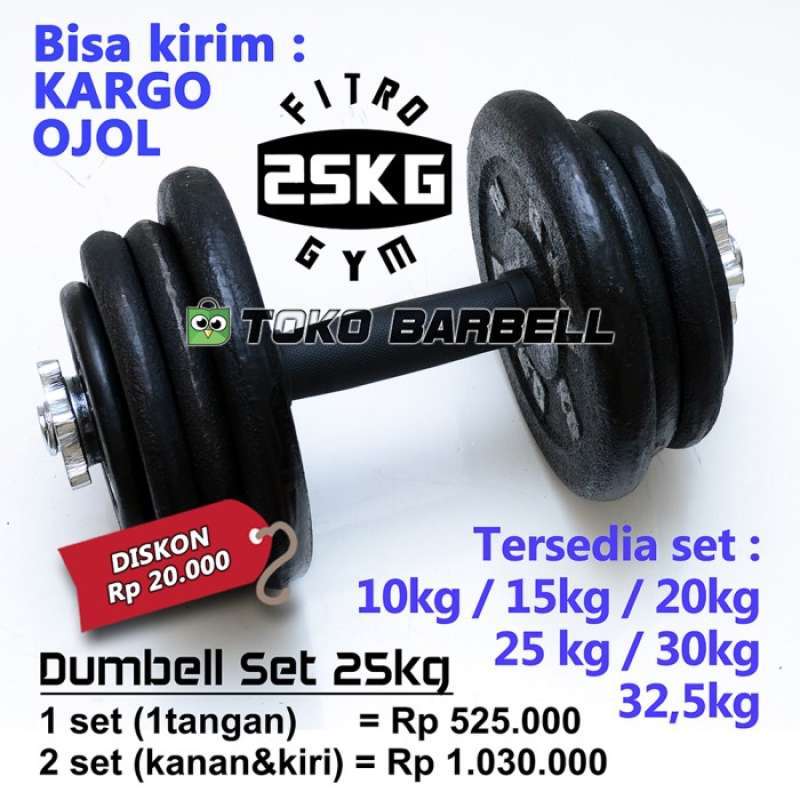 Promo [Rex] Dumbell Dumbel Set 25Kg Bongkar Pasang Barbel Barbell Stick ...