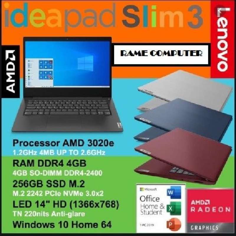 Jual LENOVO Ideapad Slim 3 14ADA05-DRID 14 HD AMD 3020e 4GB 256GB SSD ...