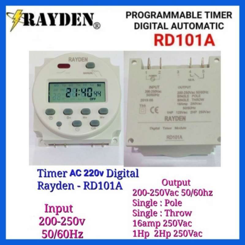 Promo DIGITAL TIMER 16A AC PLN 220V KONTROL LISTRIK PLN 220V DC CN101A ...