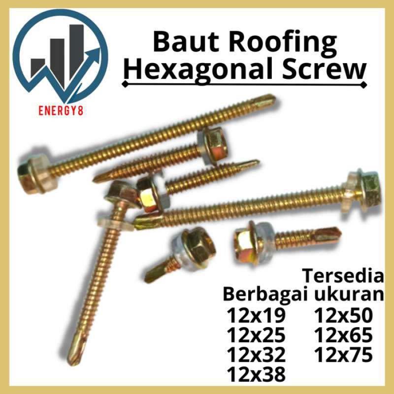 Jual Baut Roofing 12x50 Isi 200 Pcs | Sekrup Baja Ringan | Baut Rumping ...