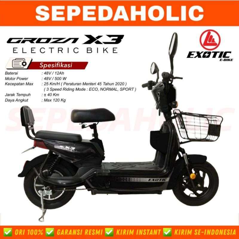 Jual Sepeda Motor Listrik EXOTIC GROZA X3 New Electric E Bike 500 Watt ...