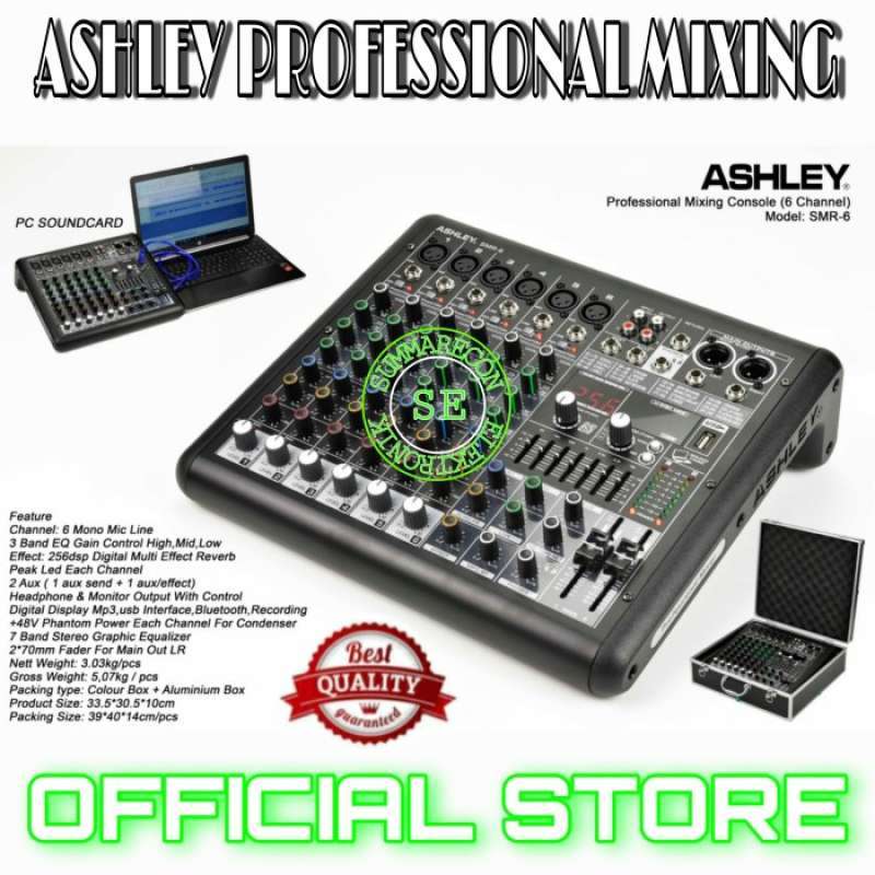 Promo mixer audio ashley 6 channel original ASHLEY SMR 6 bluetooth usb ...