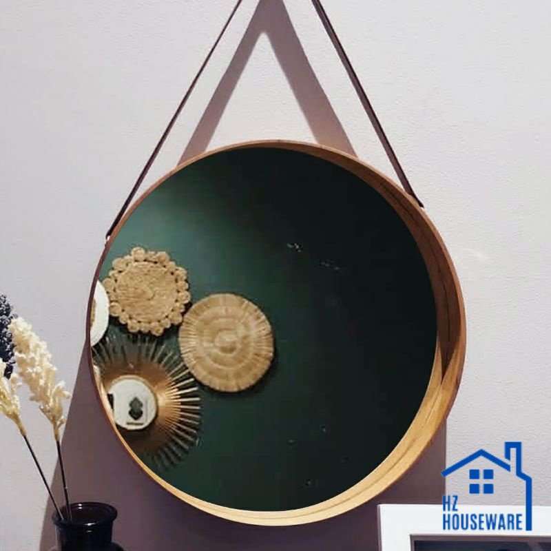Promo Cermin Bulat Aesthetic Kaca Cermin Frameless Gantung Tali Diskon ...