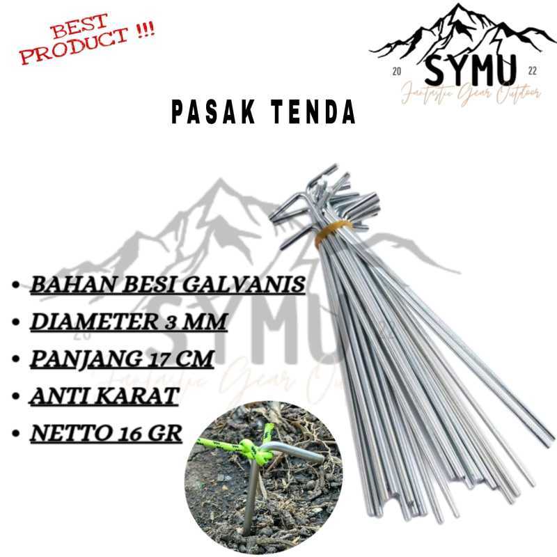 Promo Pasak Tenda Camping Besi Galvanis 3 mm Anti Karat Kuat Pasak ...