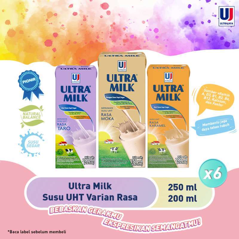 Promo Ultra Milk Susu UHT Rasa [Paket isi 6pcs] - Moka / Karamel / Taro - Taro Diskon 2% di ...