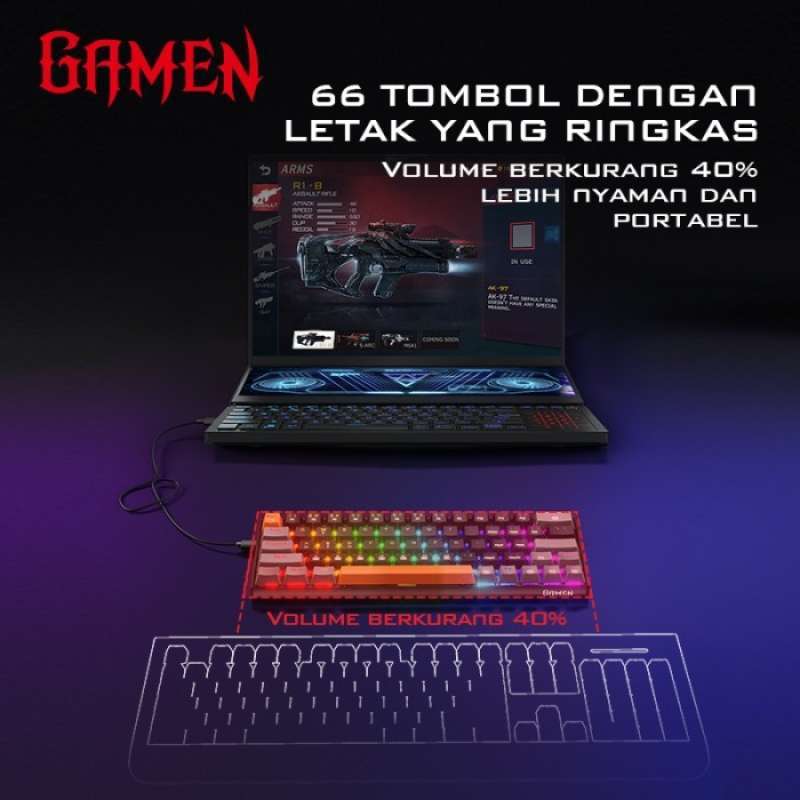 Jual Gamen Titan Iii Mechanical Pluggable Switch Blue Gaming Keyboard ...