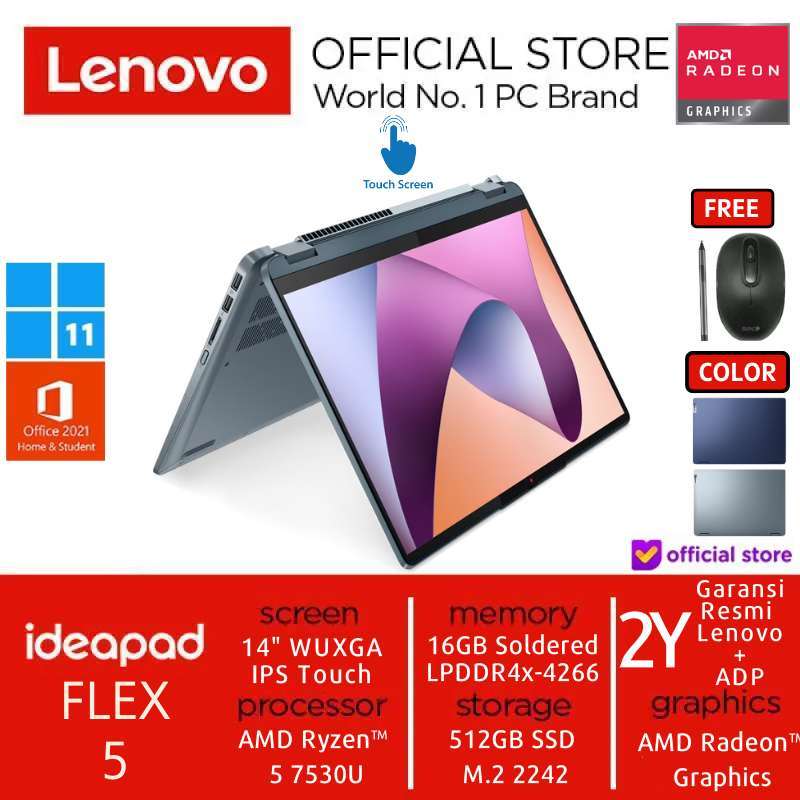 Jual Lenovo Ideapad Flex 5 2vid 2xid Laptop 2 In 1 [ryzen 5 7530u/16gb/512gb Ssd/14touch/win 11 ...