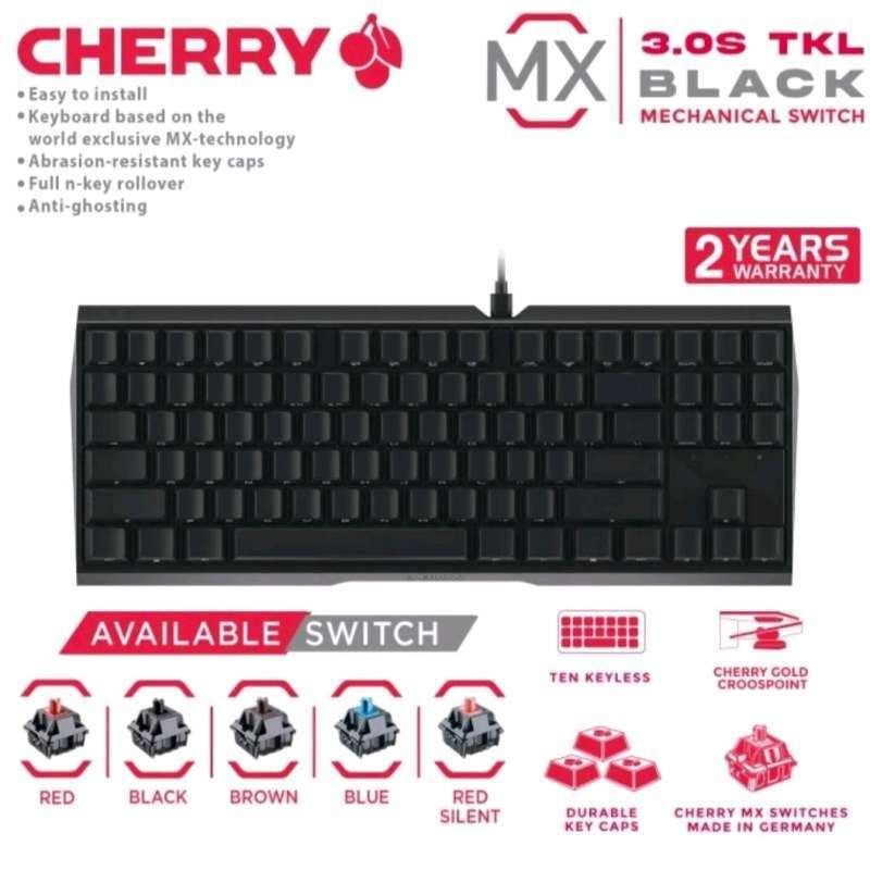 Jual CHERRY MX3.0S TKL NBL Black Mechanical Gaming Keyboard MX 3.0S di Seller VIXION HOME ...