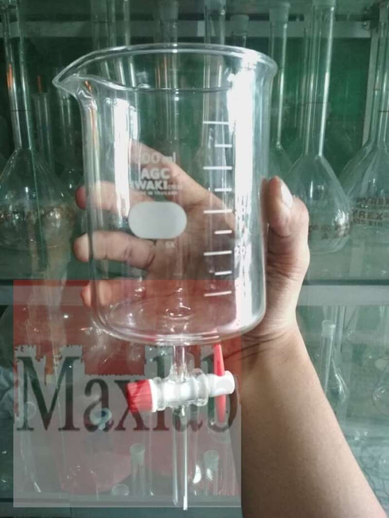 Promo Gelas Beaker Dengan Keran Teflon (Special Beaker Glass), 500 Ml ...