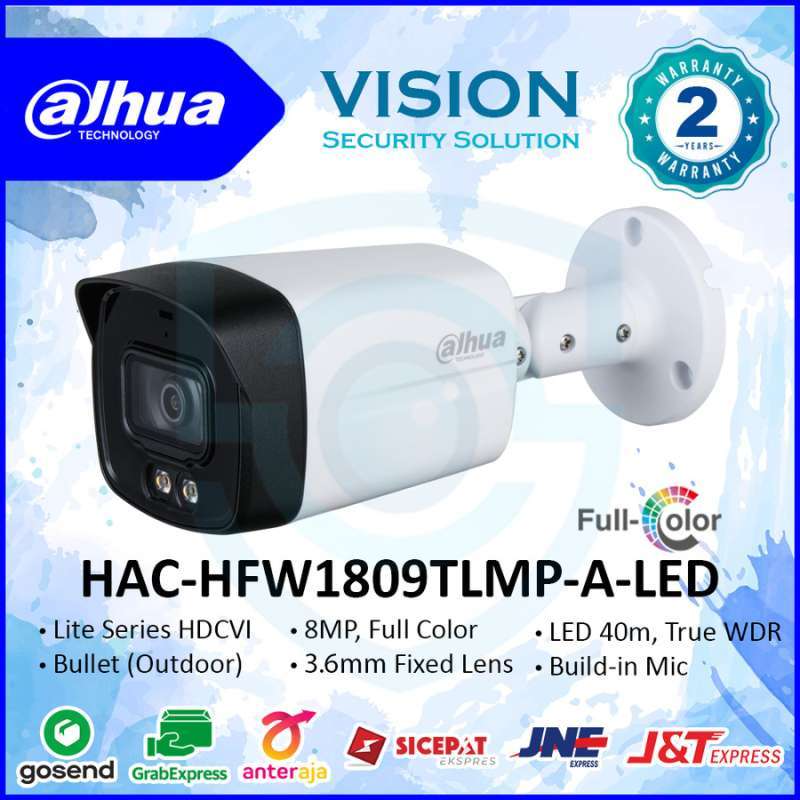 Jual CCTV HDCVI Dahua Outdoor 8MP HAC-HFW1809TLMP-A-LED Full Color ...