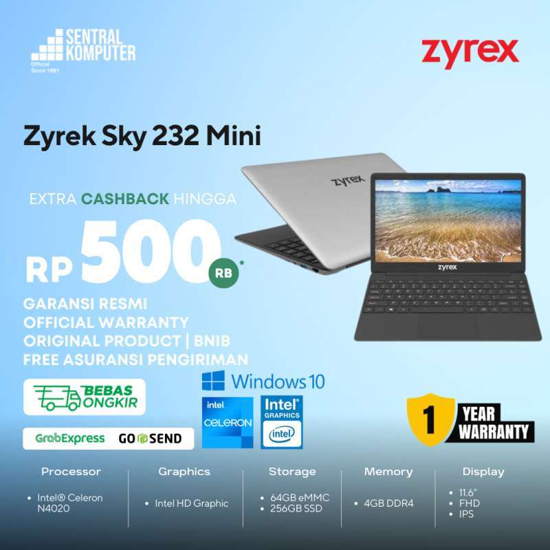 Jual Laptop Murah Zyrek Sky 232 Mini Intel® Celeron N4020 Ram 4gb Ddr4 ...