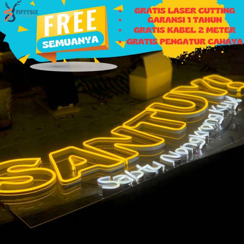 Promo Lampu Hias Dekorasi Neon Flex Custom 7-11 Huruf & Gambar (ukuran ...